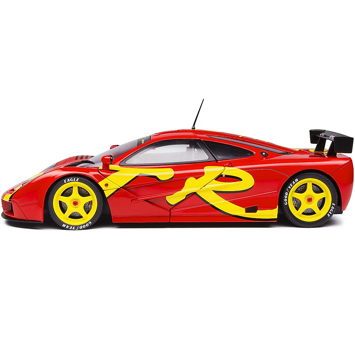 1996 McLaren F1 GTR Short Tail Launch Livery Red with Yellow Graphics 1/18 Diecast Model Car by Solido S1804102