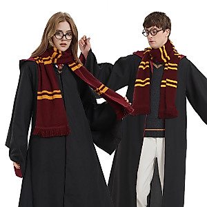 Guturris Knit Neck Scarf Magic College Styles Striped Winter Neckerchief Movie Character Cosplay Costume Accessory Red