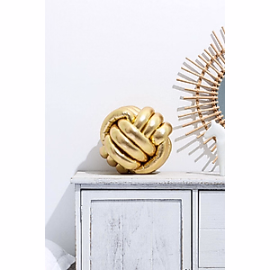 MOJUN Knot Ball Pillow, 7.8" Handmade Round Knot Ball Plush Pillow for Christmas Party Decor, Knotted Pillow for Home Room Sofa Couch Bed Kids Gift, Gold