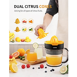 GDOR 41 Oz Citrus Juicer with Spiral-Shape Cone, Powerful Orange Juicer, Electric Juicer for Lemon, Lime & Others Citrus Fruits, Grapefruit Juice Extractor with Easy Pour Spout, BPA-Free, Easy Clean