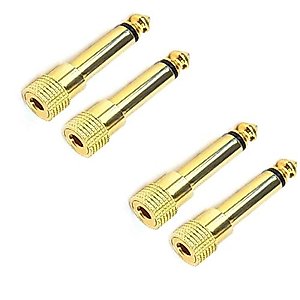 1/4'' to 3.5mm Mono Adapter, 6.35mm (1/4'') TS Male Plug to 3.5mm (1/8'') Stereo Female Audio Adaptor Audio Connector Golden - (4 Pcs)