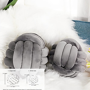 KEBAIHUA Knot Ball Pillows, Round Throw Pillow Cushion Home Decoration Soft Plush Pillow, Throw Knotted Ball Pillow Handmade Children Room Decoration Round Plush Toy Pillow (Dark Grey,8.5"/22cm)
