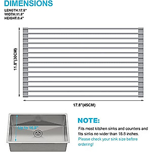 SunCleanse Roll Up Dish Drying Rack,Over The Sink Dish Drying Rack Kitchen Rolling Dish Drainer(17.8"x11.8")