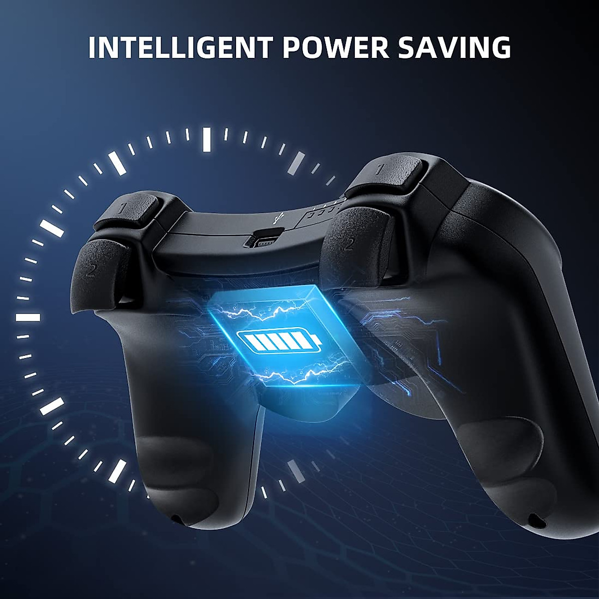 Wireless Controller for PS3, Controller for Playstation 3, Wireless Bluetooth Gamepad with USB Charger Cable for PS3 Console, 2 Pack(Black)