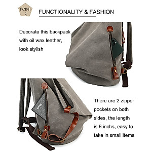 PAOIXEEL Canvas Vintage Backpack, Casual Daypack Outdoor Travel Rucksack Hiking Backpacks for Men and Women, Black