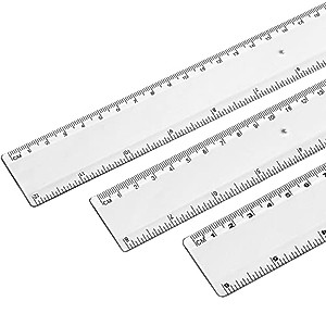 Plastic Transparent Straight Ruler Measuring Tool 6 Inch 8 Inch 12 Inch Ruler Set Rulers Bulk 3 Pack