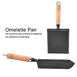 Duokon Omelette Pan Nonstick Egg Pan Mini Frying Pan Iron Omelette Pot Tamagoyaki Wooden Handle