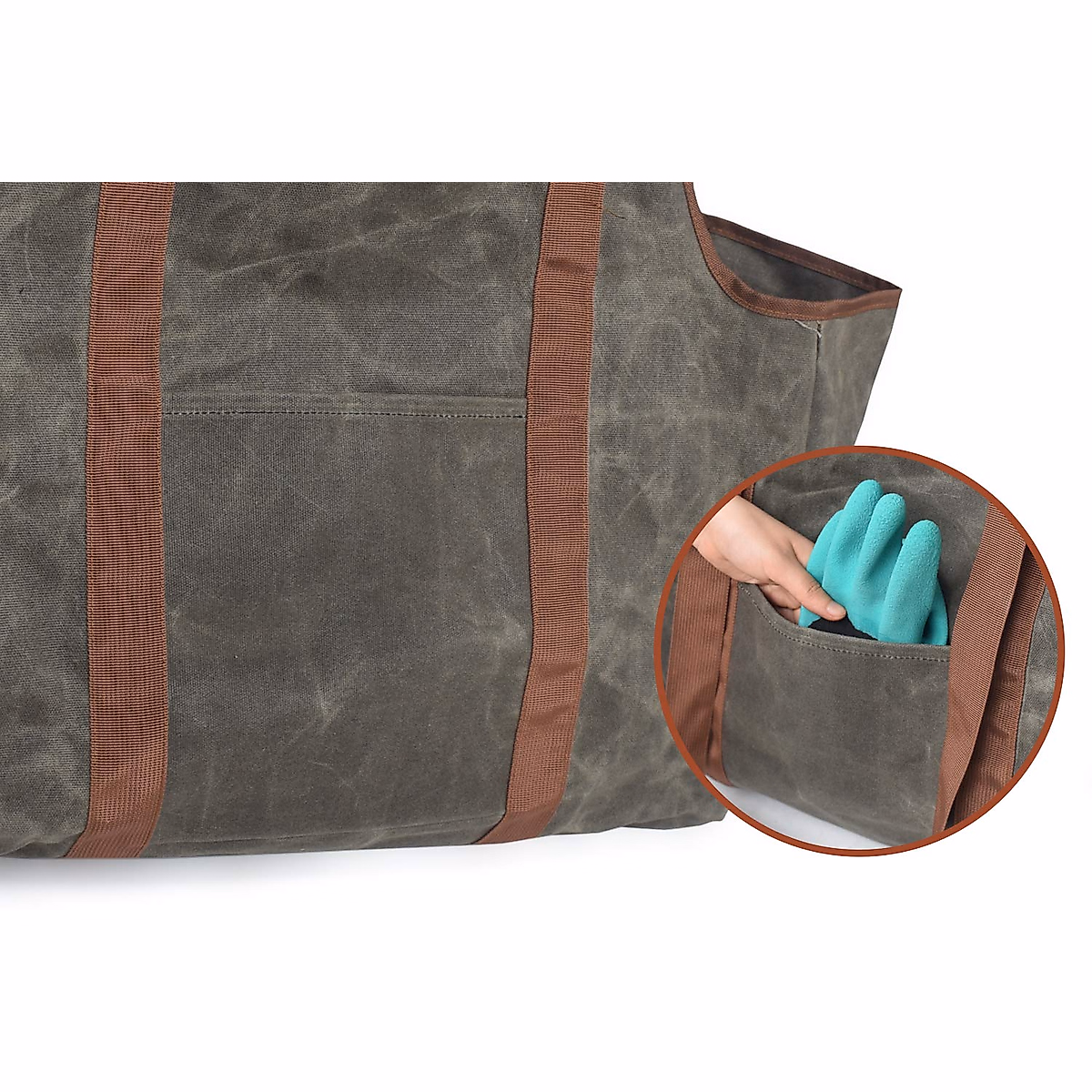 Waterproof Wood Carrier Storage Bag Durable Firewood Large Tote Bag for Garden Backyard Pit Outdoor