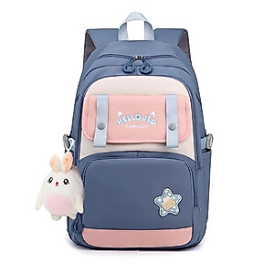 YJMKOI Kawaii Backpack for Teen Girls Aesthetic Student Bookbags Large capacity Middle School Girls Backpack with Cute Plush Charm