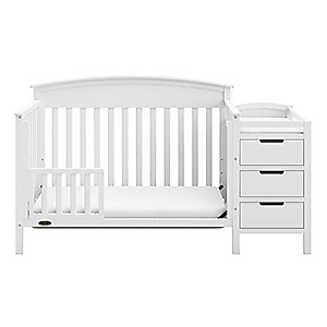 Graco Benton 5-in-1 Convertible Crib and Changer (White) – Crib and Changing -Table Combo, Includes Water-Resistant Changing Pad, 3 Drawers, Converts to Toddler Bed, Daybed and Full-Size Bed