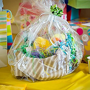 Yotelab Large Cellophane Bags,25x31 Inch 20Pcs Clear Cellophane Wrap for Gift Basket