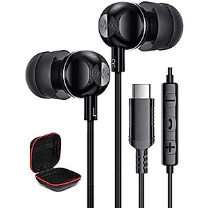 Type C Earphones for S23 Ultra, USB C Headphone Wired HiFi Stereo Dual Layer Ear Tips Noise Canceling Magnetic Earbuds with Microphone for Samsung Galaxy S22 Plus S21 FE Google Pixel 7 Pro OnePlus 11