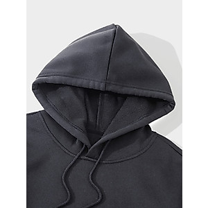 SOLY HUX Letter Hoodies for Men Casual Slogan Graphic Long Sleeve Streetwear Pullover Sweatshirt with Pocket Dark Grey XL