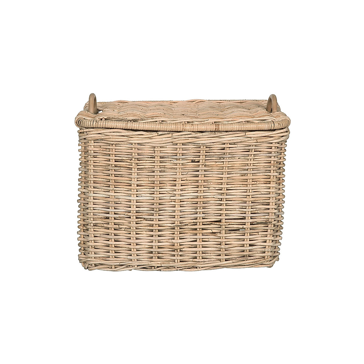 Rattan Core Rectangular Storage Basket with Lid, Natural, Large