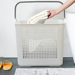 Ggbin 4 Packs Plastic Laundry Hamper with Handles, 35 L Laundry Baskets for Dirty Clothes, White