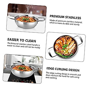 Yardwe 1pc Stainless Steel Soup Pot Stainless Steel Frying Pan Sauce Pan with Lid Korean Cookware Kitchen Deep Fryer Ramen Cooking Pot Metal Serving Platter Stainless Ramen Pot Silver