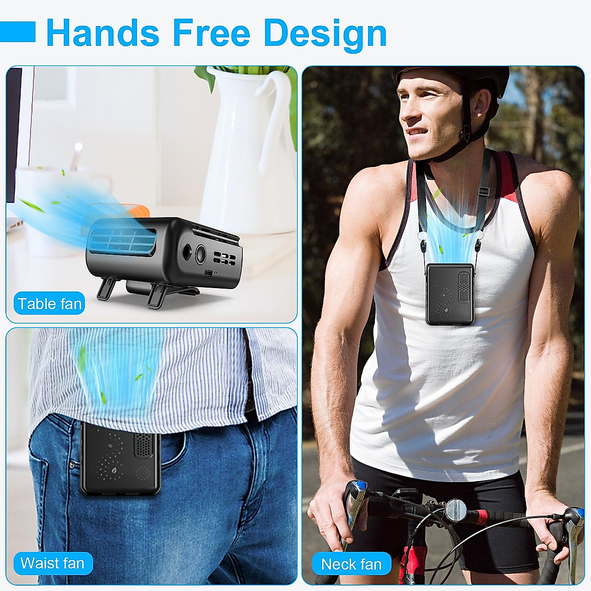 Waist Fan, 3 Speeds Body Fan with 13H Working Time, Rechargeable Under Shirt Fan, 5000RPM Strong Airflow, Wearable Belt Fan Clip on Waist Portable Cooling Fan for Jobsite Farm Gardening Outdoors