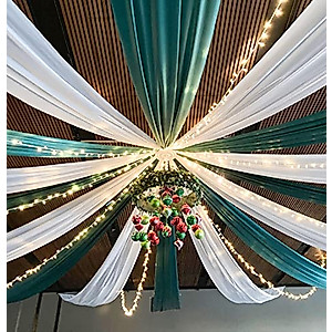 White Ceiling Drape for Wedding 5ft x 30ft Chiffon Arch Sheer Backdrop Curtain for Ceremony Reception Swag Parties Decorations