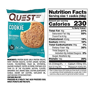 Quest Protein Cookie Variety Pack of 5 Flavors (10 Count) High Protein Low Carb Snack Bundle by ZIGGALOU®