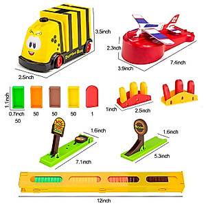 Domino Train, 209 PCS Automatic Electric Dominoes Train Set with 3 Add-on Machine Blocks Toys Educational Building Blocks STEM Toys for Kids 3-8 Year Old Boys and Girls