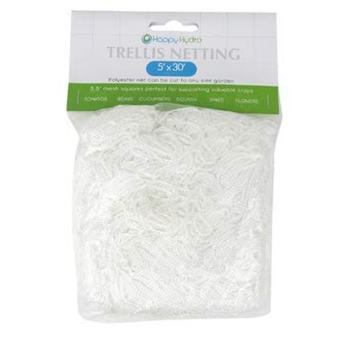 Happy Hydro - Trellis Netting for Garden - Support for Flowers, Tomato Plants, Vines, and More - 3.5 Inch Mesh - 5' H x 30' W