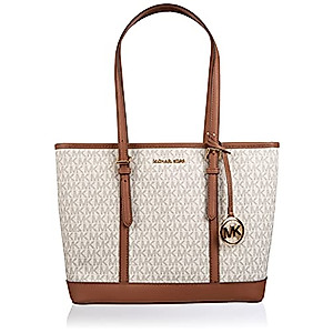 Michael Kors Jet Set Travel Signature Small Top Zip Shoulder Tote Vanilla