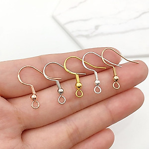 GSHLLO 100 Pcs Gold Earring Hooks Ear Wire Hooks Earring Fish Hook Connector Jewelry Earring Parts DIY Earring Findings Components