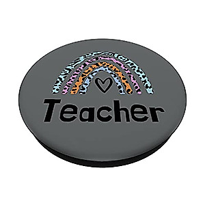 Leopard Boho Rainbow Teacher Love Women PopSockets Swappable PopGrip