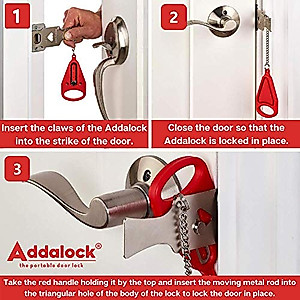 Addalock The Original Portable Door Lock by Rishon Enterprises for Home Security Used as an Apartment Security Lock, Travel Door Lock, AirBNB Lock and Dorm Room Essentials, 2 pck