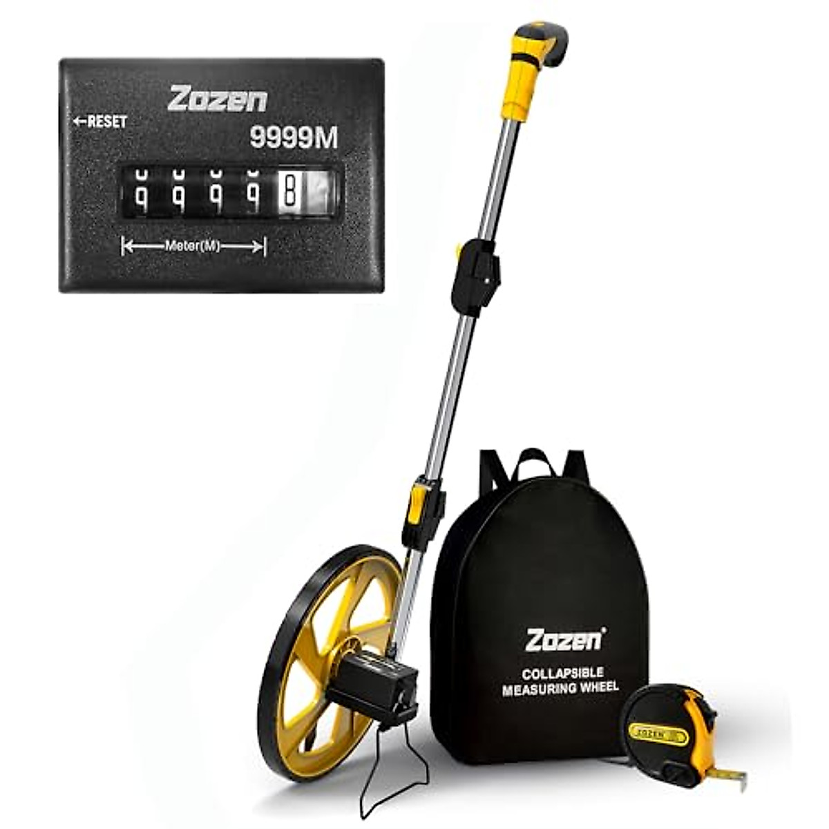 Zozen Metric Measuring Wheel in Meters, Foldable Meters Measure Wheel[Up to 9,999m], Meter Measurement Wheel with Backpack