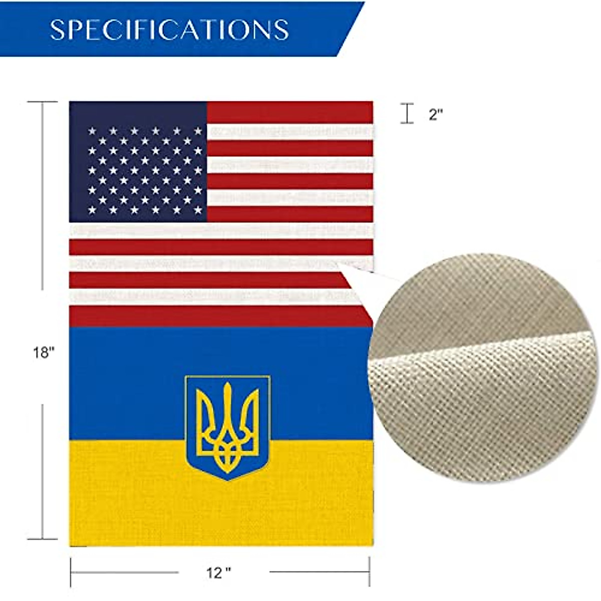 WENWELL American Ukraine US Friendship Garden Flag Double Sided,Burlap Ukrainian Trident Flags 12 x 18 inch Outdoor,Support Ukranian House flag Small,USA Ukrain yard Banner Decorations