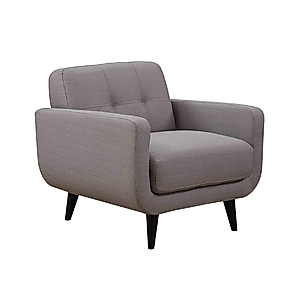 AC Pacific Crystal Collection Mid Century Modern Living Room Furniture, Tufted Back, Solid Espresso Legs, Plush Upholstery, Accent Piece with Minimal Assembly, Sofa and Loveseat, Grey