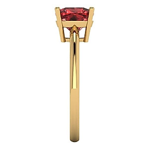 Clara Pucci 2.0 ct Cushion Cut Solitaire Natural VVS1 Red Garnet Engagement Bridal Promise Anniversary Ring 18K Yellow Gold Size 5