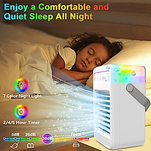 Portable Air Conditioners, 180°Oscillation Mini Air Conditioners, 4 Wind Speed Portable AC, Built-in Ambient Lighti AC Unit, Large Water Tank Air Cooler for Room/Kitchen/Office/Desk