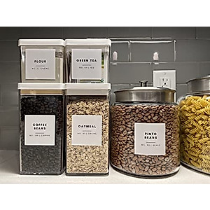 240 Minimalist Paper Pantry Labels | 2 1/2 x 2 1/2 inches | Water-Resistant | for Plastic, Metal, Stainless Steel & Glass Containers | Strong Adhering