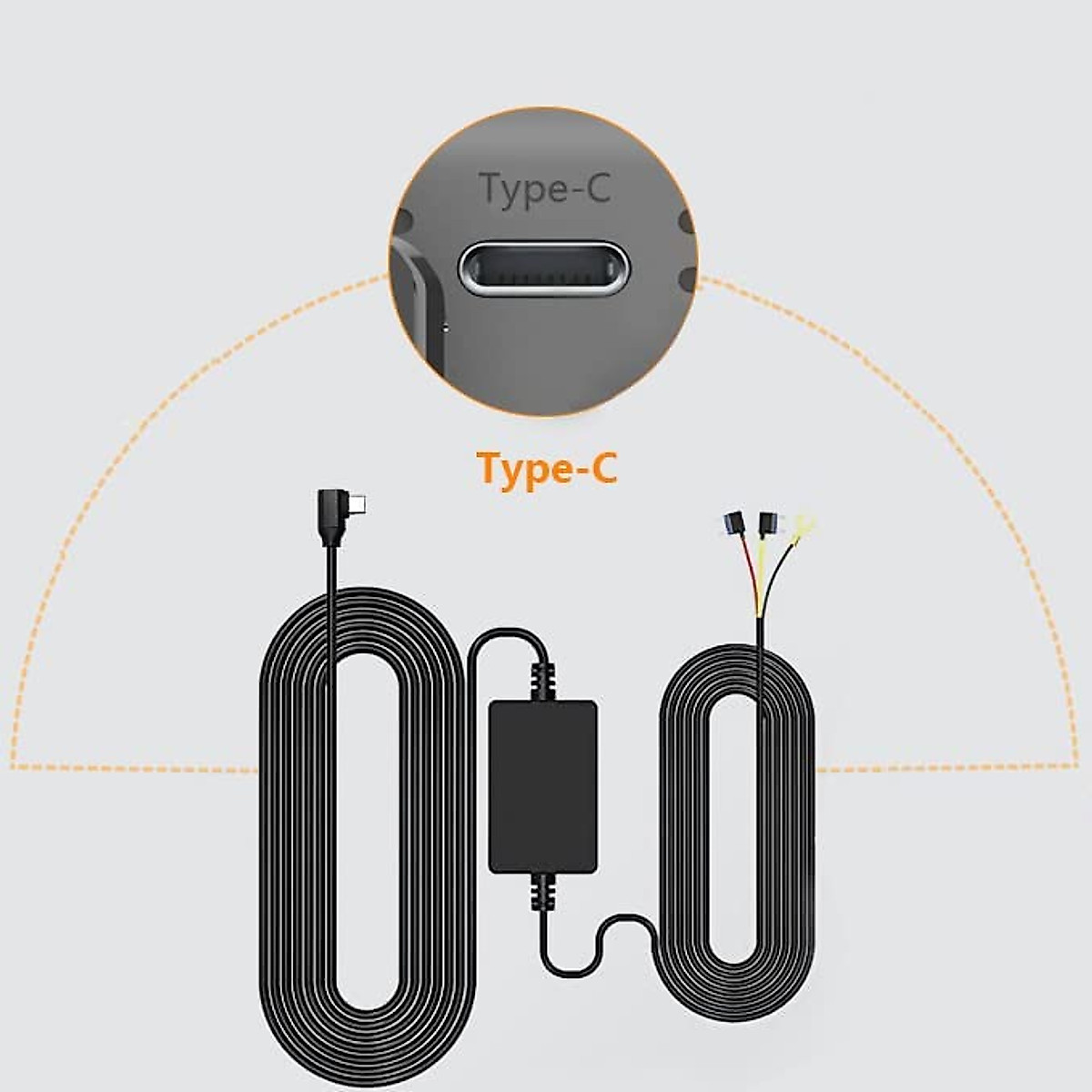 WOLFBOX Type-C Hardwire Kit for G840S(Type-C) /G930 /G850 /G900 /G840H(Type-C) /i05 Dash Cam, Hard Wire Car Charger Cable Kit 12V- 24V to 5V for Dash Cameras with Battery Drain Protection