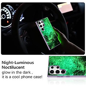 GUAGUA Compatible with Samsung Galaxy S23 Ultra Case 6.8 Inch Glow in The Dark Noctilucent Luminous Space Nebula Slim Fit Cover Protective Anti Scratch Case for Samsung S23 Ultra 5G, Blue Nebula
