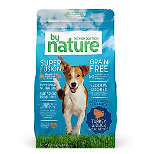 By Nature Pet Foods Grain Free Dog Food Made in USA [Grain Free Dry Dog Food with Superfood Ingredients for Food Sensitivities and Immune Health], Turkey & Duck Meal Recipe, 24 lb. Bag, Brown (77062)