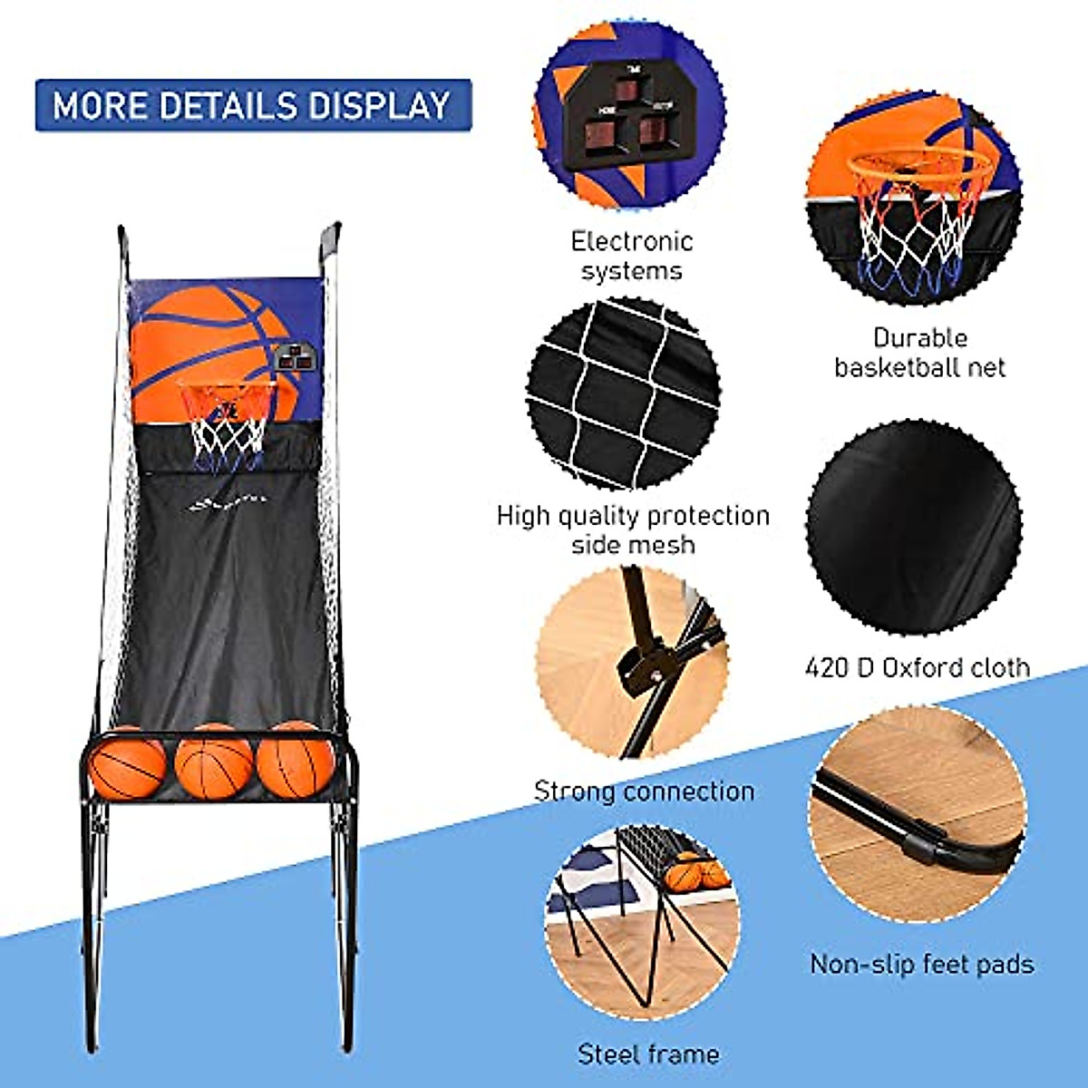 Soozier Basketball Hoop Arcade Game with Electronic Score Board for 1 to 2 Players