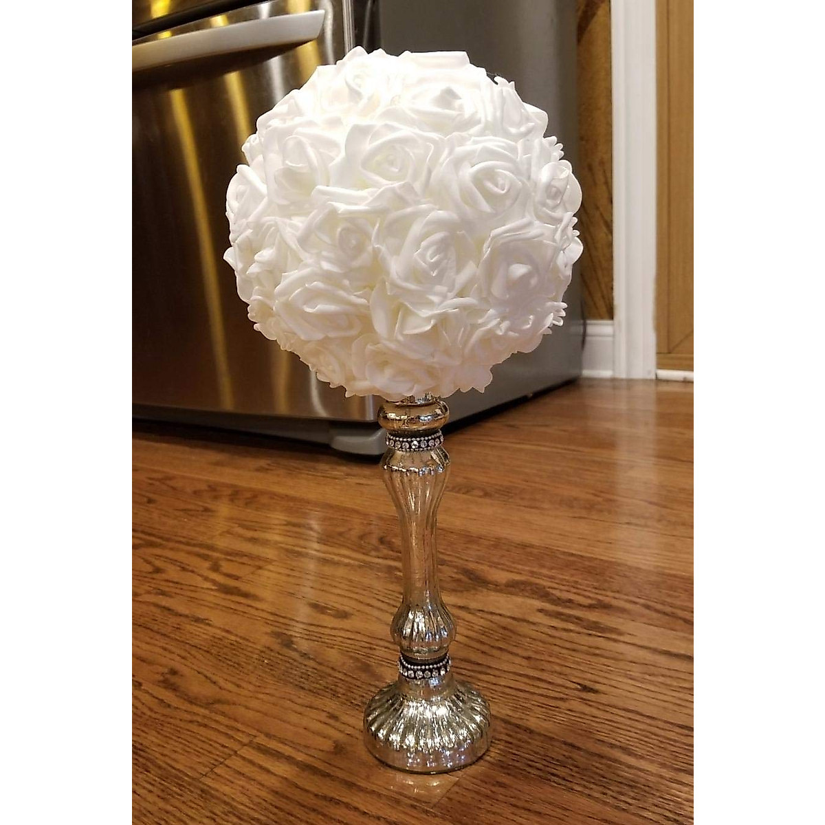 Lightingsky 100pcs 3 x 1.6 x 3 inches DIY Real Touch 3D Artificial Foam Rose Head Without Stem for Wedding Party Home Decoration (100pcs, White-100PCS)