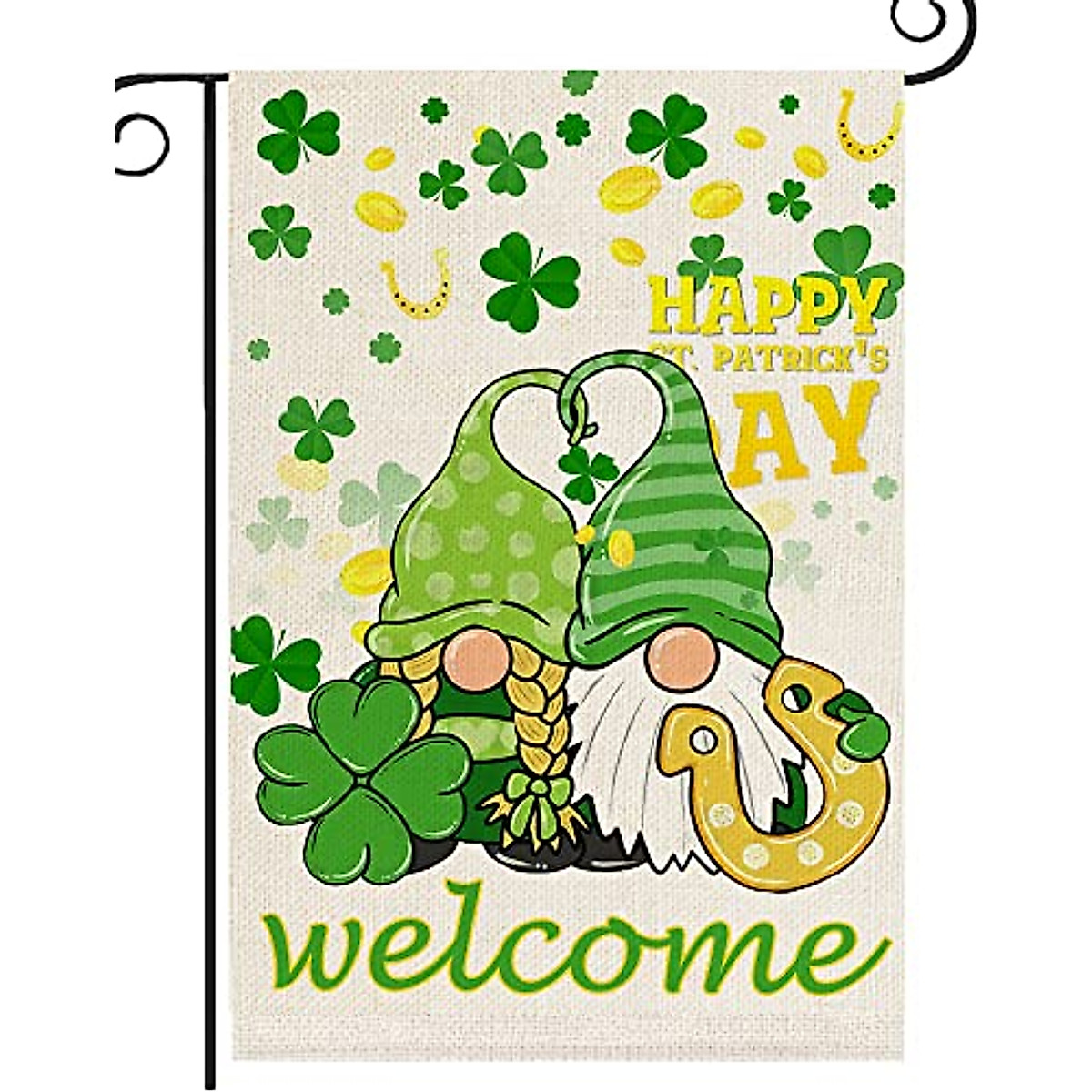 St Patrick's Day Garden Flag Welcome Garden Yard Flag Irish Decor Holiday Garden Flags Spring Home Decor Double Sided Rustic Farmland Yard Lawn House Decorative Banners 12.6 x 18.5 inch