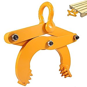 Pallet Puller Clamp 1T/2204LBS Pallet Jack Puller Steel Single Scissor Hook Puller, 5 Inch Jaw Opening Pallet Grabber Heavy Duty Forklift Material Handling Stump Puller Pulling Hoisting Wood-Yellow