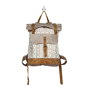 Myra Bag Classy Leather & Upcycled Canvas Backpack S-1237