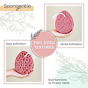 Spongentle Deep Cleansing Foam Body Loofah Sponge, Natural Colors, for Bath and Shower, Multiple Textures for Gentle and Deep Exfoliation, Generous and Rich Lather, (Pack of 2)