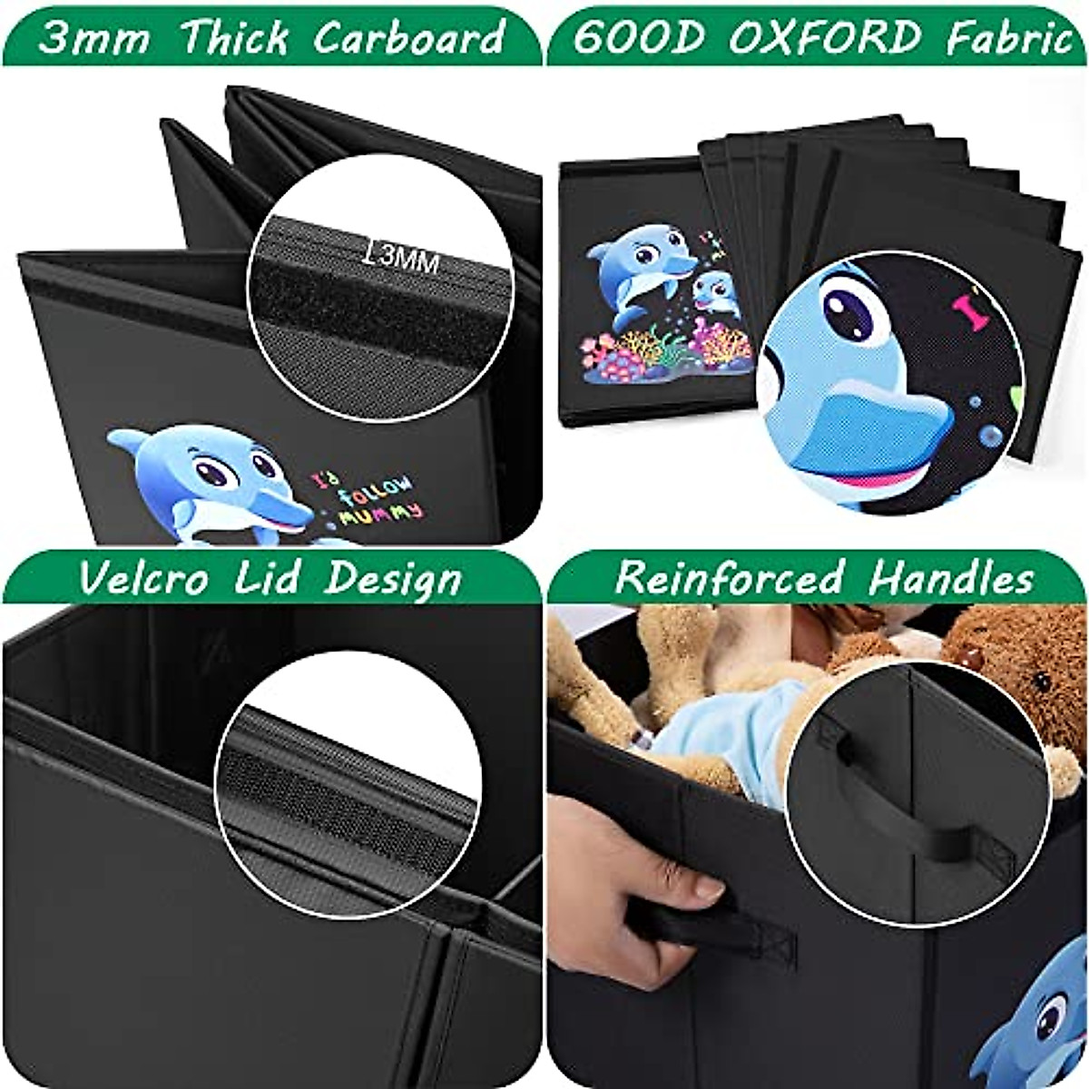 Large Toy Chest for Boys Girls, 40" Toy Box Organizer with Removable Divider, Foldable Sturdy Storage Bins with Lids for kids, Toy Chests for Nursery Playroom Bedroom Living Room