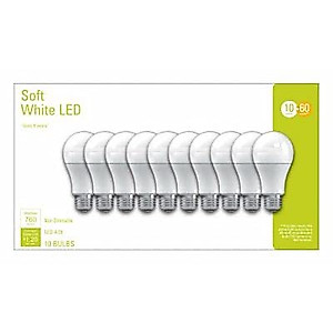 GE Lighting 240111 10W Soft White A19 LED Light Bulb - Frost, Pack of 10