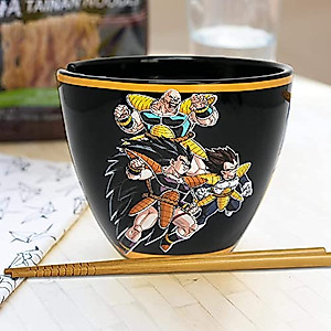 Stunned Mind Dragon Ball Z 16 oz Saiyans vs Earth Ramen Bowl with Chopsticks
