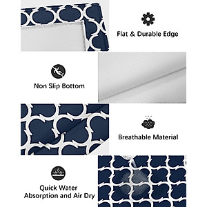 Outdoor Patio Rug Moroccan Tile Print Geometric Outdoor Rug Waterproof Floor Carpet Navy Blue Indoor Outdoor Area Rug Mats for Camping RV Picnic Balcony Porch Backyard Deck Beach