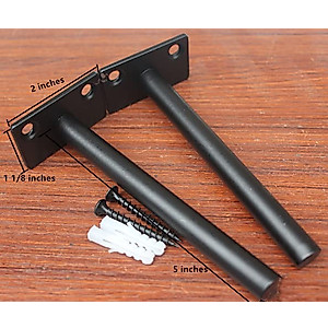 8 Pcs 5" Black Solid Steel Floating Shelf Bracket Blind Shelf Supports - Hidden Brackets for Floating Wood Shelves - Concealed Blind Shelf Support – Screws and Wall Plugs Included