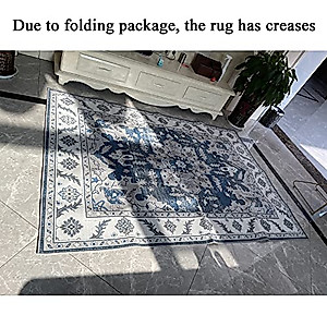 5X7 Persian Distressed Small Entryway Rug Doormat Bohemian Non-Slip Washable Low-Pile Floor Carpet for Indoor Front Entrance Kitchen Bathroom